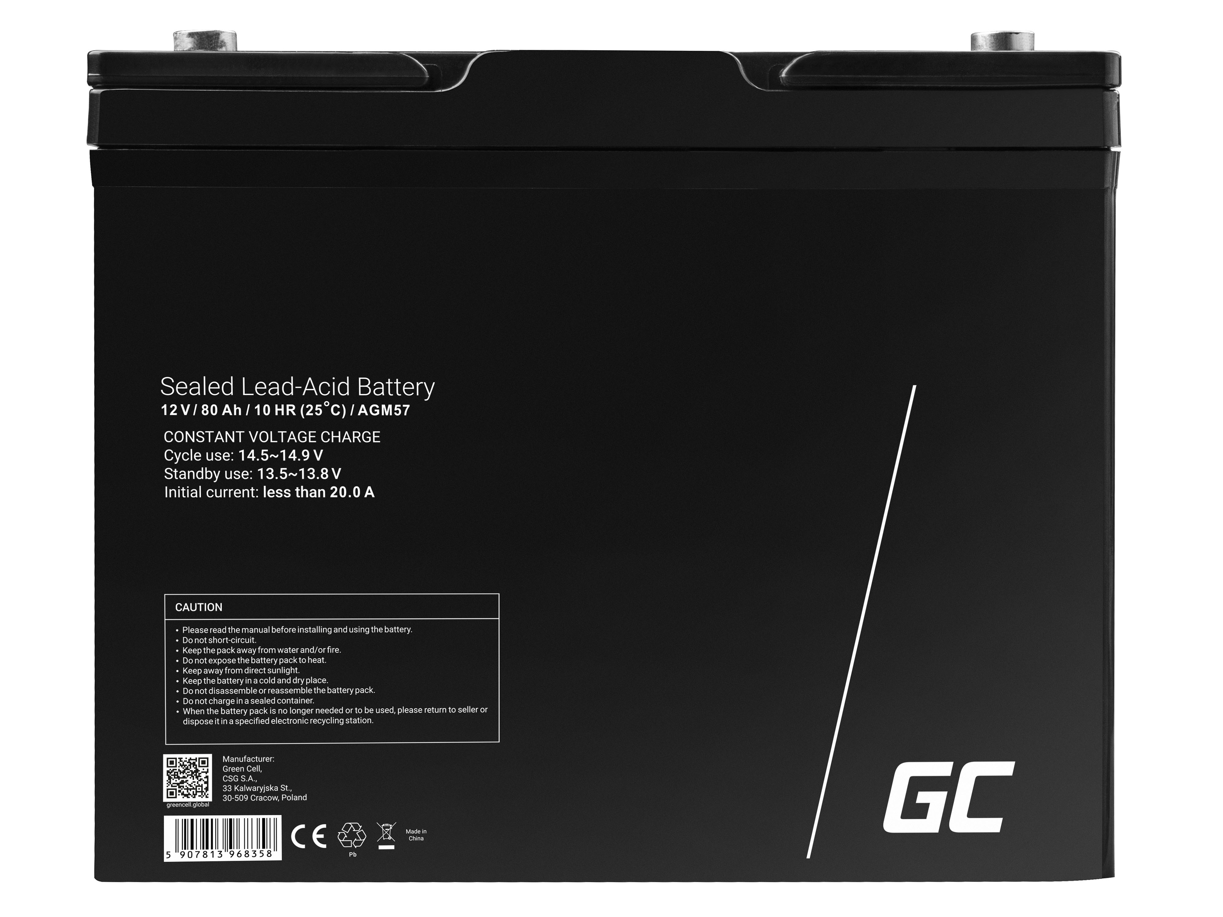 GC® BATTERY AGM 12V 80Ah VRLA Maintenance Free Motorhome Camping Solar ...