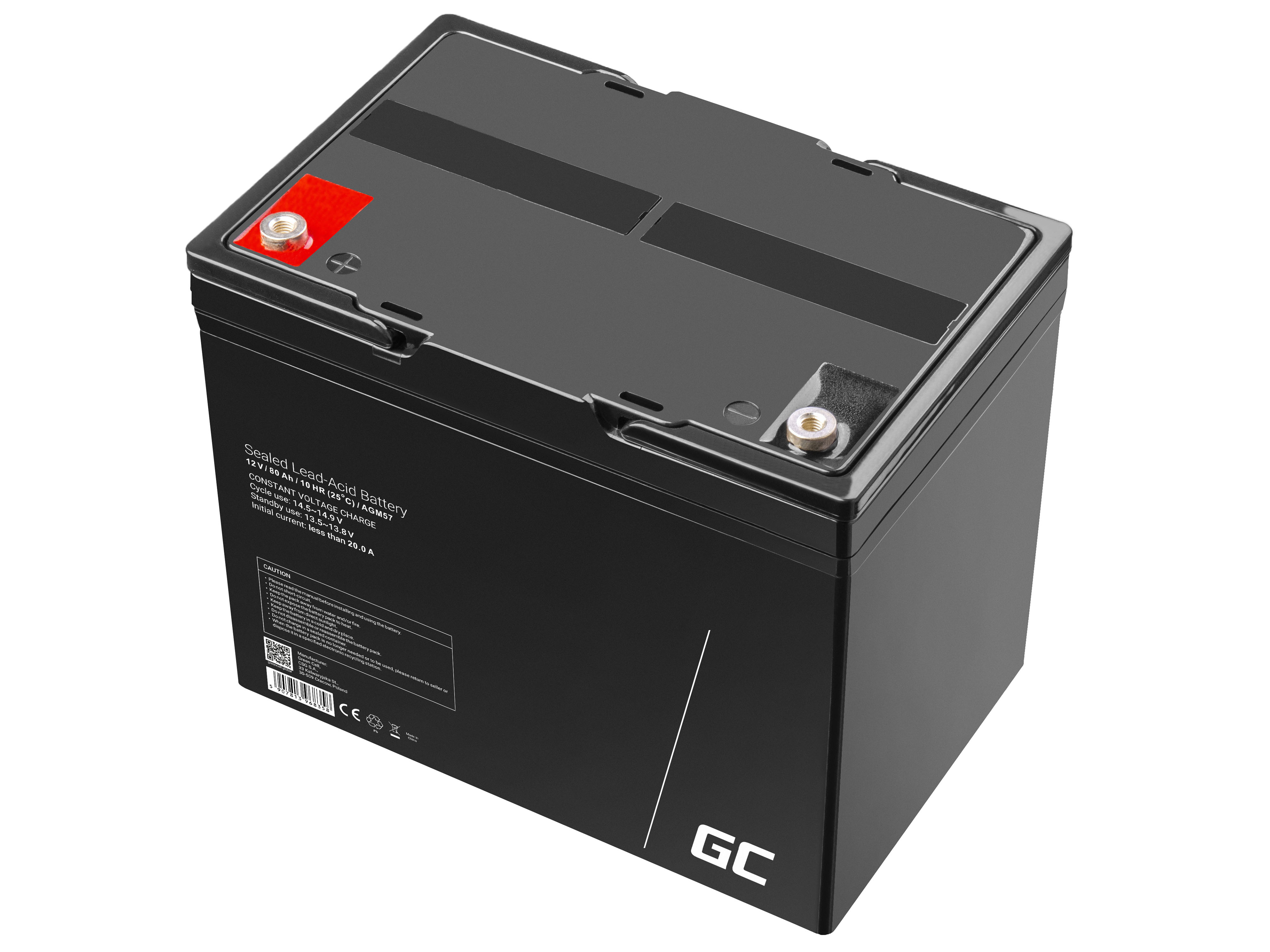 GC® BATTERY AGM 12V 80Ah VRLA Maintenance Free Motorhome Camping Solar ...